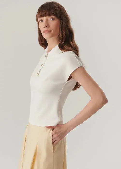 EXQUISE Juniper Minimalist Crystal Pocket Tee - Ecru