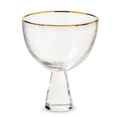 TAG Maeve Footed Glass With Gold Rimelegant Drinkware - Clear