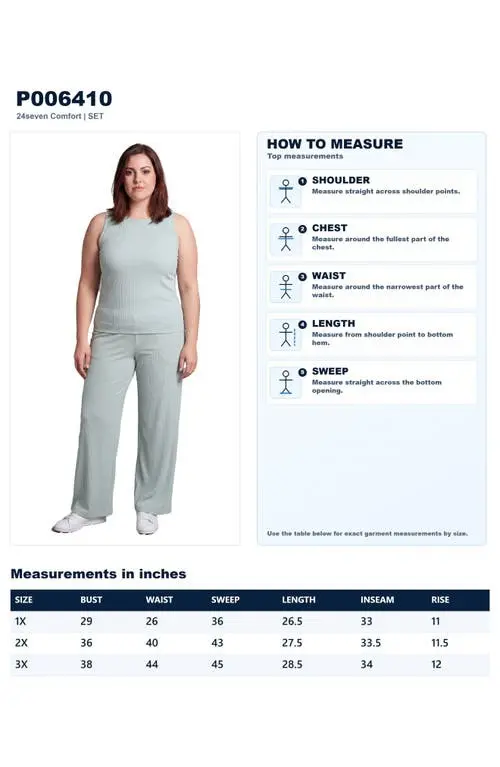 24SEVEN COMFORT APPAREL Ribbed Knit Tank Top And Wide Leg Pant Set - Mocha
