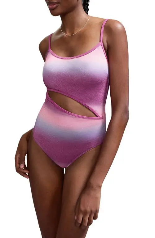 Mango Metallic Cutout One-piece Swimsuit - Purple
