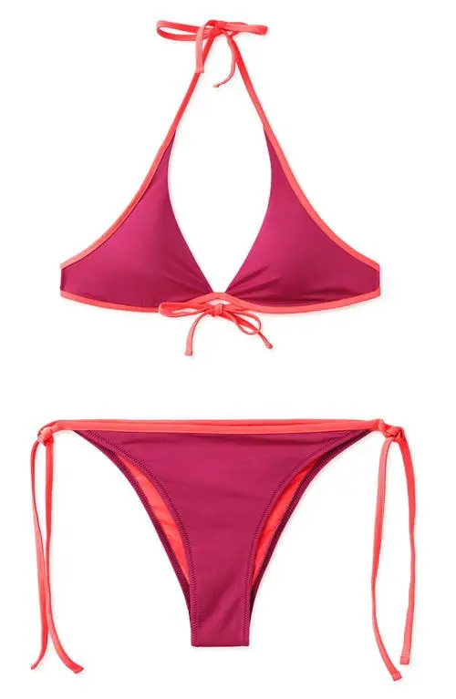 Mango Two-tone Triangle Bikini With Side Ties