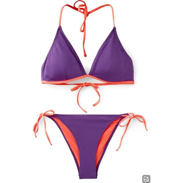 Mango Two-tone Triangle Bikini - Purple
