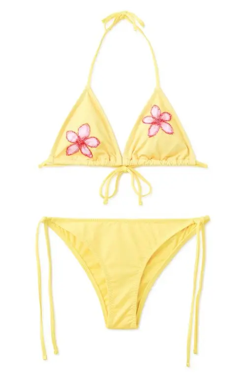 Mango Embellished Floral Triangle Bikini