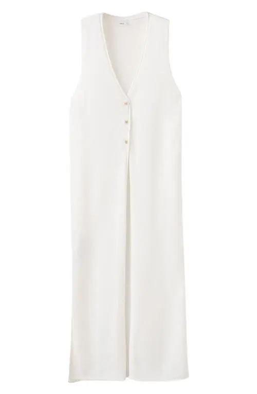Mango Sleeveless Longline Cotton Blend Cardigan - Ecru