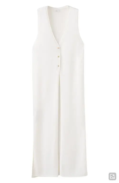 Mango Sleeveless Longline Cotton Blend Cardigan - Ecru