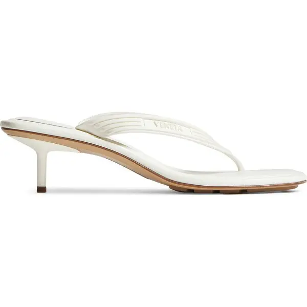 Bottega Veneta Bassam Kitten Heel Thong Sandals - Alabaster