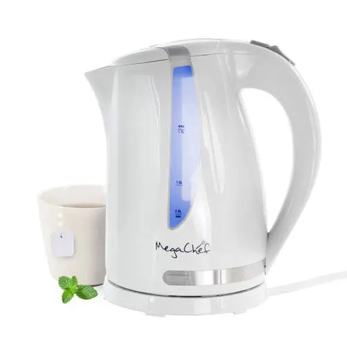 MEGACHEF 1.7lt. Plastic Electric Tea Kettle- - White