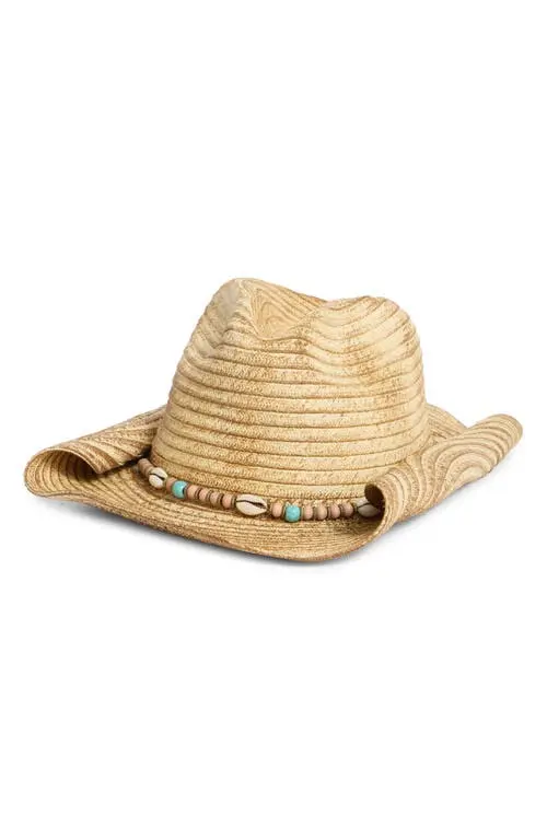 San Diego Hat Straw Cowboy Hat With Shell And Bead Trim - Toast