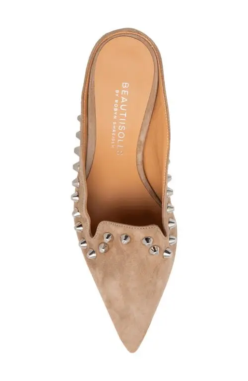BEAUTIISOLES BY ROBYN SHREIBER Georgia Pointed Toe Mule With Stud Embellishments - Camel