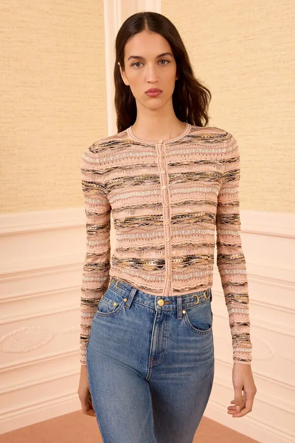 Ulla Johnson Mia Knit Cardigan With Pointelle Detailing - Hibiscus