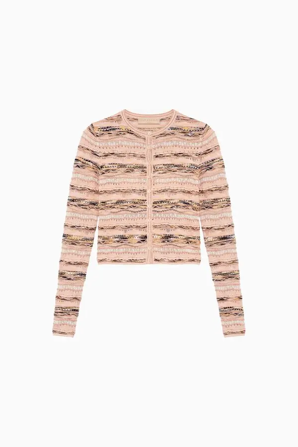 Ulla Johnson Mia Knit Cardigan With Pointelle Detailing - Hibiscus