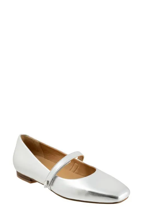 Trotters Metallic Mary Jane Flats - Silver