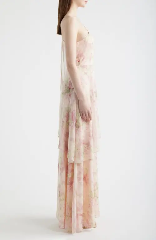 Lulus Amara Floral Print One-shoulder Gown