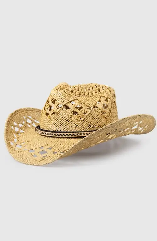 MANELA Twister Canyon Handwoven Straw Sun Hat - Ochre/brown