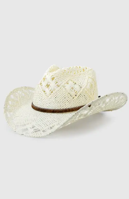 MANELA Twister Breeze Handwoven Straw Sun Hat - White/brown
