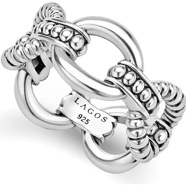 Lagos Sterling Caviar Link Ring - Silver