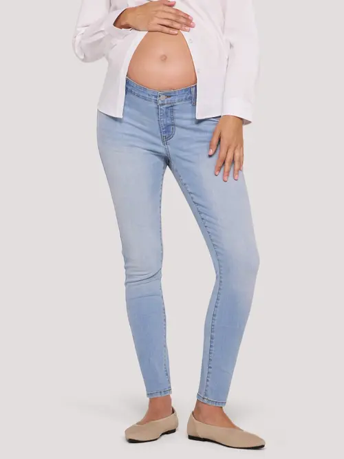 Motherhood Maternity Under The Belly Ankle Skinny Jeans - Light Wash