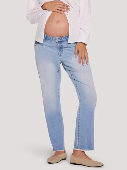 Motherhood Maternity Under The Belly Slim Straight Leg Jeans - Light Wash