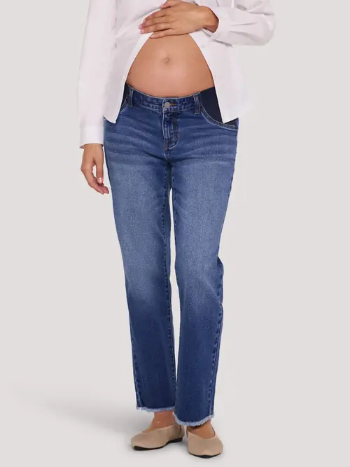 Motherhood Maternity Under The Belly Slim Straight Leg Jeans - Medium Wash