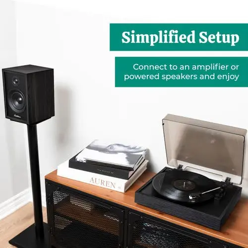 ELECTROHOME Vinyl Record Player Belt-drive Turntable, Built-in Preamp - Black