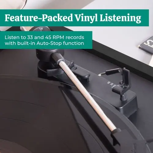 ELECTROHOME Vinyl Record Player Belt-drive Turntable, Built-in Preamp - Black