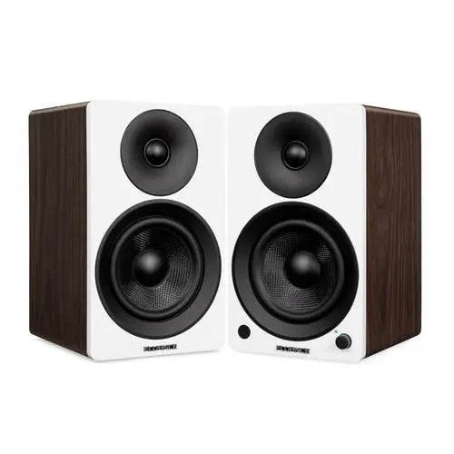 FLUANCE Powered 5 Stereo Bookshelf Speakers For Turntable - White Walnut