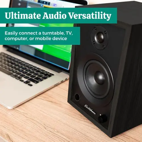 ELECTROHOME Mckinley 2.0 Stereo Powered Bluetooth Bookshelf Speakers - Black