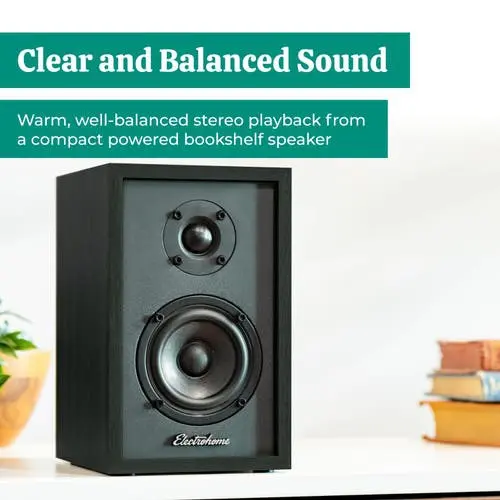ELECTROHOME Berkeley 2.0 Stereo Powered Bluetooth Bookshelf Speakers - Black