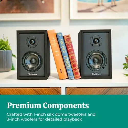 ELECTROHOME Berkeley 2.0 Stereo Powered Bluetooth Bookshelf Speakers - Black
