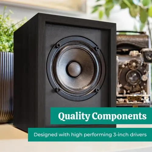 ELECTROHOME Huntley Powered Bluetooth Bookshelf Speakers - Black