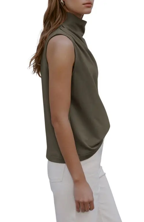 MARCELLA Finch French Terry Funnel Neck Sleeveless Top - Olive