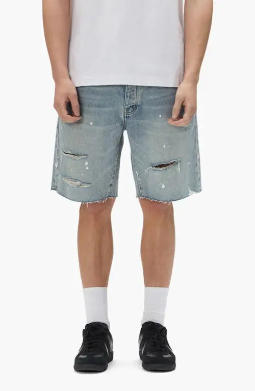 PURPLE BRAND Painterly Ripped Jean Shorts
