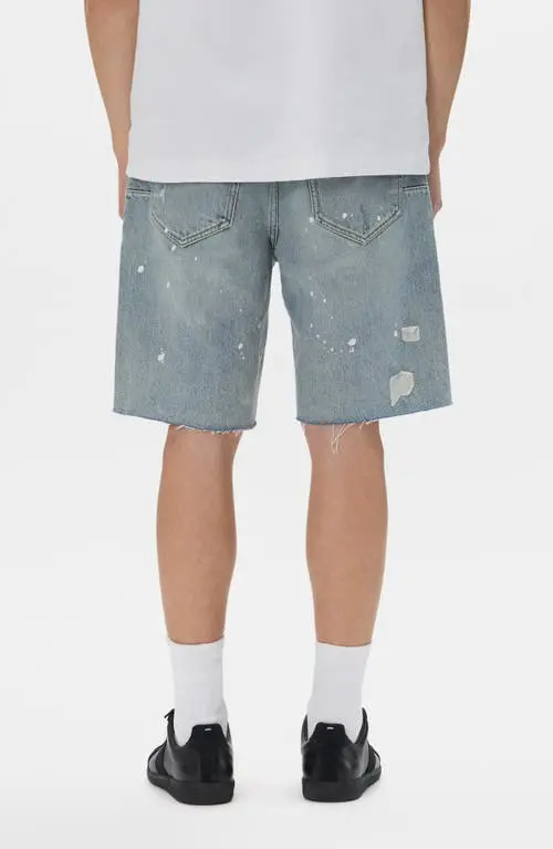 PURPLE BRAND Painterly Ripped Jean Shorts