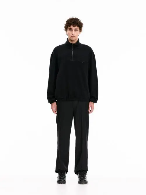 VOWELS Quarter Zip Fleece - Black