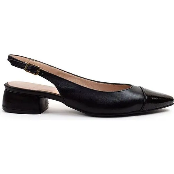 MENINA STEP Berta Slingback With Patent Cap Toe - Black