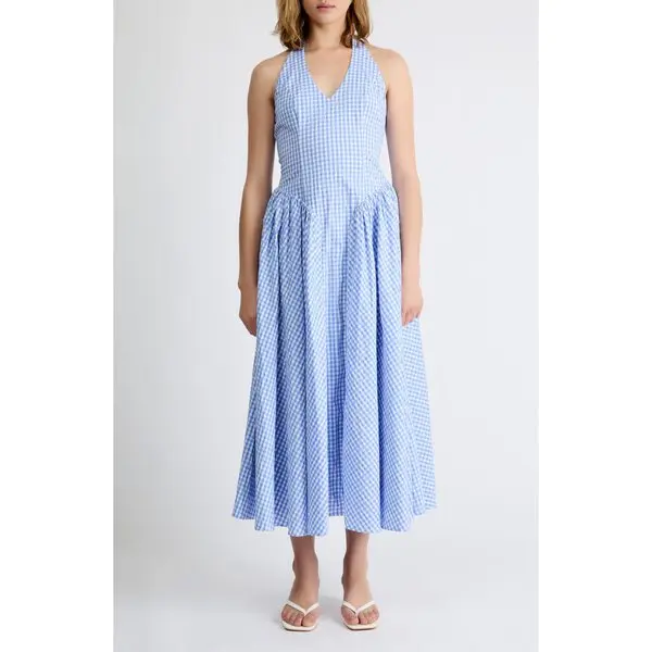 EXTRO & VERT Gingham Halter Midi Dress