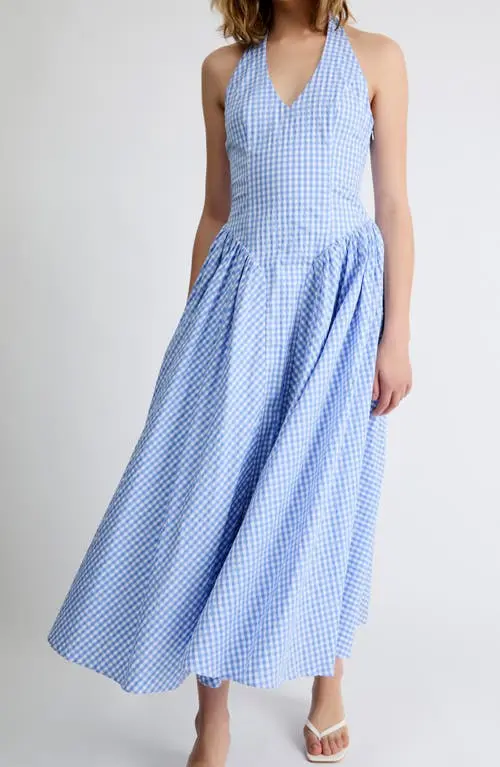 EXTRO & VERT Gingham Halter Midi Dress