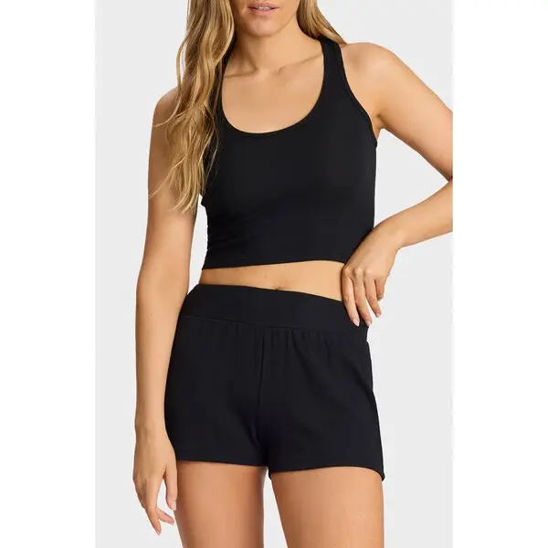 Commando Racerback Crop Rib Tank - Black