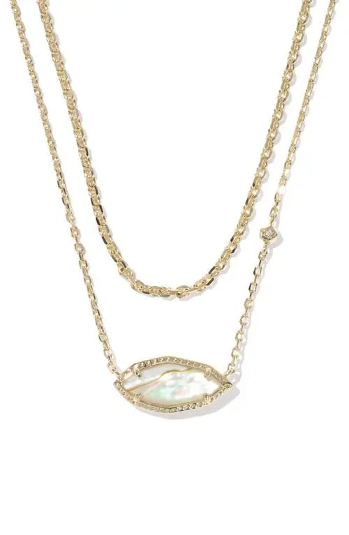 Kendra Scott Ophelia Layered Abalone Pendant Necklace - Gold Iridescent Abalone