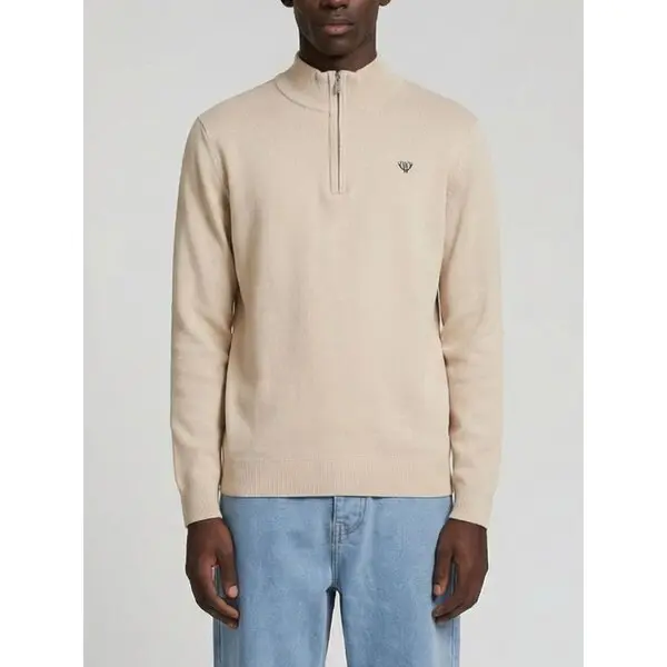 WALKER & HUNT Huxley Quarter Zip Sweater - Cream