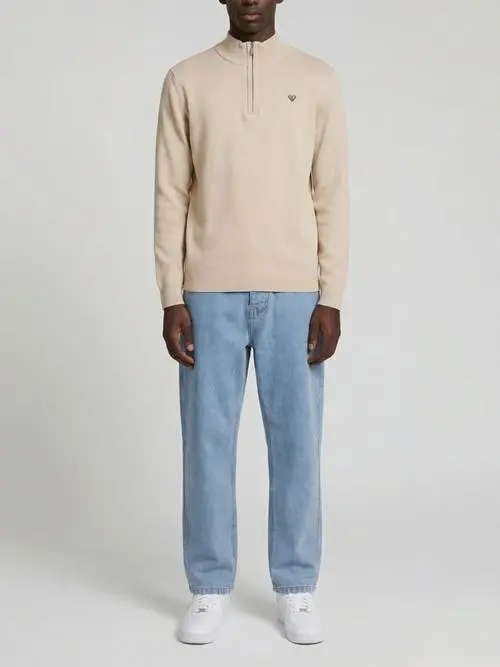 WALKER & HUNT Huxley Quarter Zip Sweater - Cream