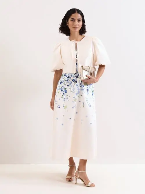 PHASE EIGHT Cropped Puff-sleeve Jacket With Tie Detail