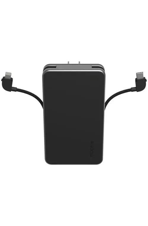 MOPHIE Powerstation Plus Ultra 2024 10k Power Bank With Integrated Cables And Ac Plug - Black
