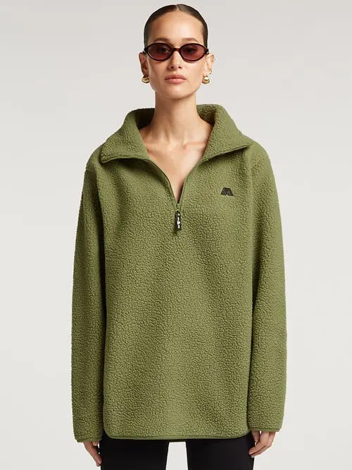 4TH ARQ Lennox Half-zip Fleece Sweatshirt - Sage