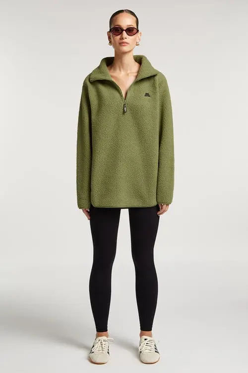 4TH ARQ Lennox Half-zip Fleece Sweatshirt - Sage