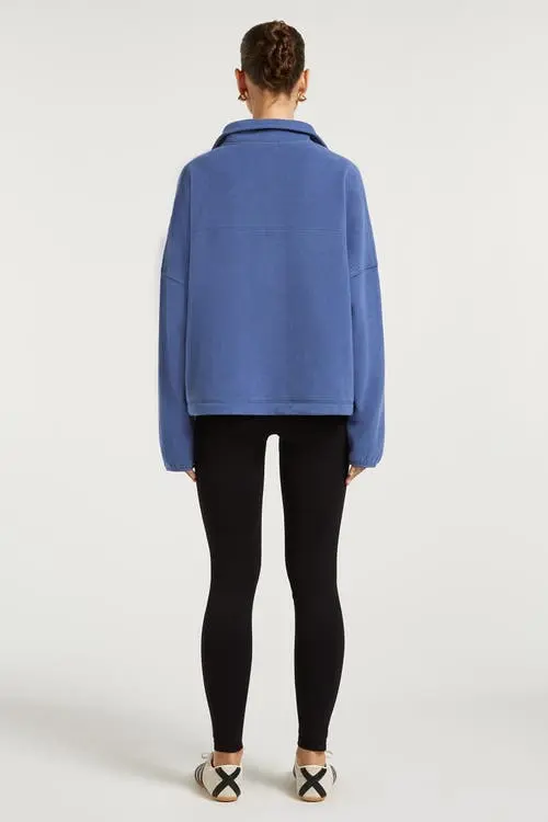 4TH ARQ Devan Long Sleeve Half-zip Fleece - Denim Blue