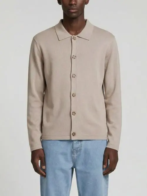WALKER & HUNT Milano Knit Button-front Cardigan - Sand