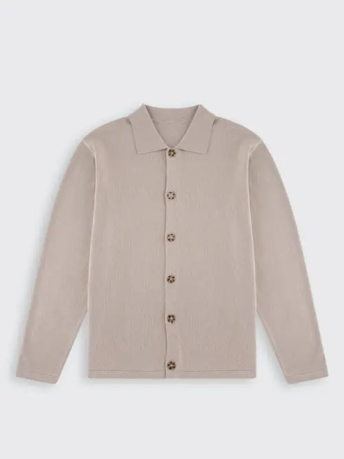 WALKER & HUNT Milano Knit Button-front Cardigan - Sand
