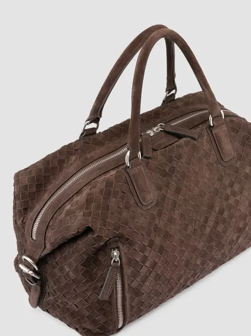 Officine Creative Armor 019 Hand-woven Leather Weekender Bag