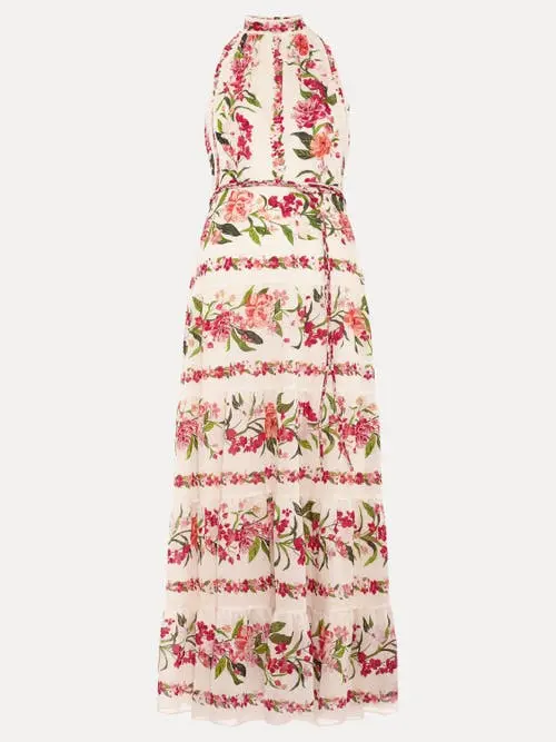 PHASE EIGHT Nita Halter Neck Floral Tiered Midi Dress